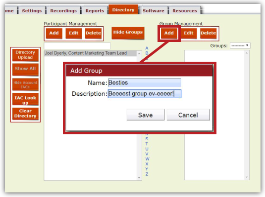 Directory-add-group - MeetingOne US